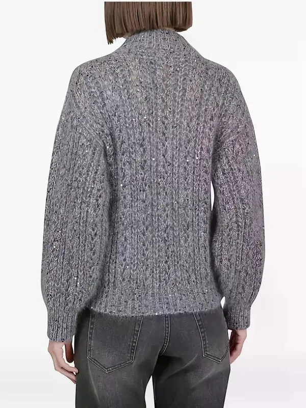 Eleventy Sequin Embellished Zip-up Cardigan