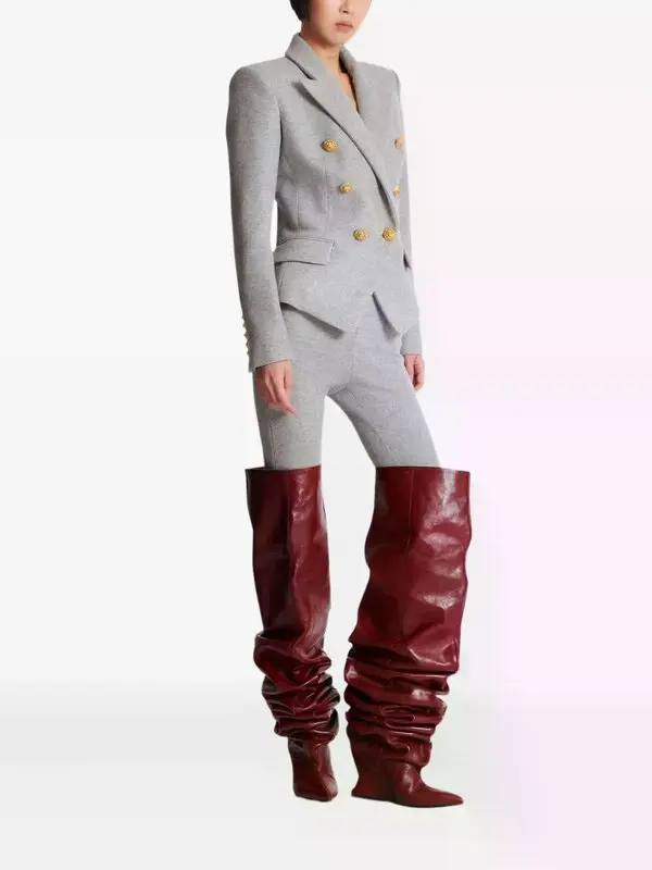 Balmain Six-button Cotton Knit Jacket - Grey