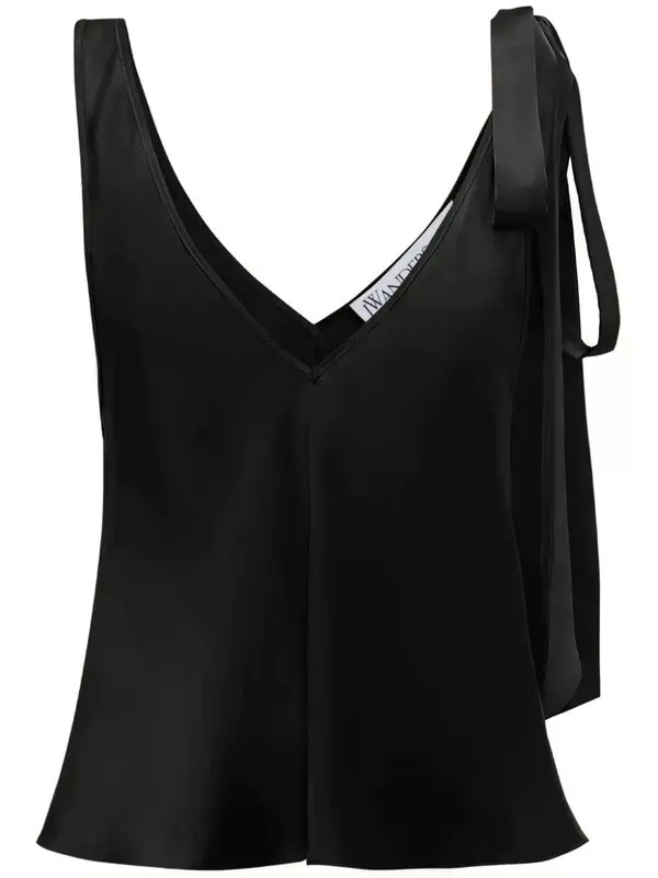 JW Anderson Tie-shoulder Silk Vest Top - Black
