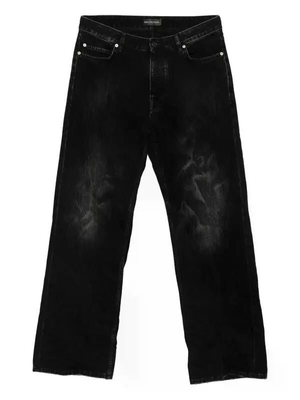 Balenciaga Distressed Faded Jeans - Black