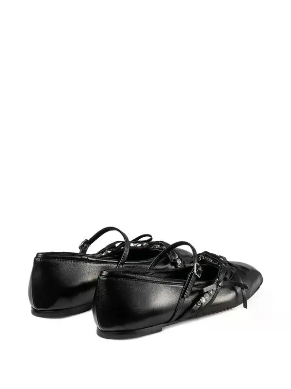 JIMMY CHOO Lambskin Embellished Ballet Flats - Black