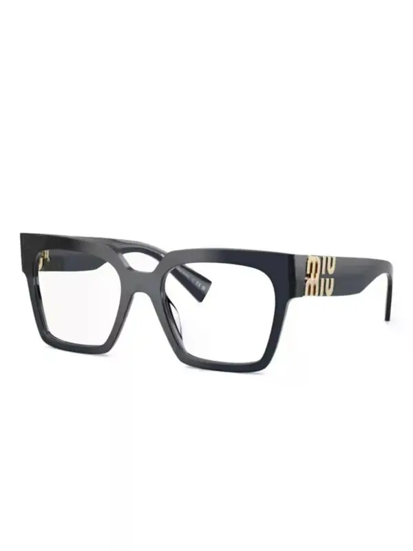 Miu Miu Square Frame Glasses With Logo Detail - Black