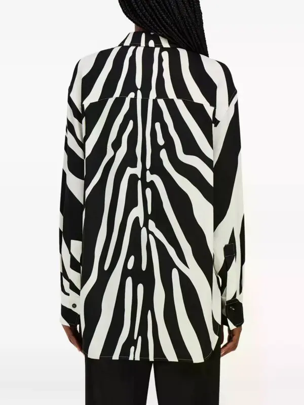 FERRAGAMO Zebra Print Silk Long-sleeved Shirt