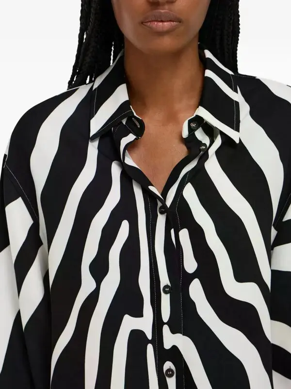 FERRAGAMO Zebra Print Silk Long-sleeved Shirt