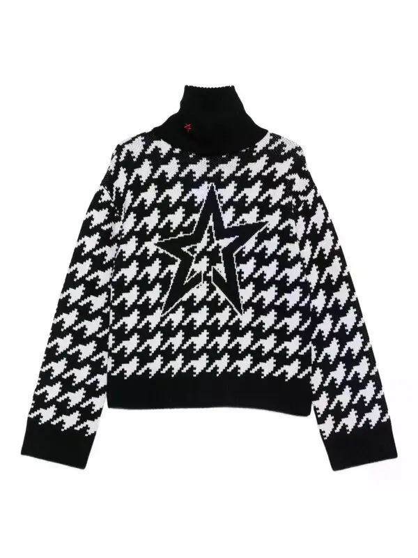 Perfect Moment Houndstooth-pattern Turtleneck Sweater