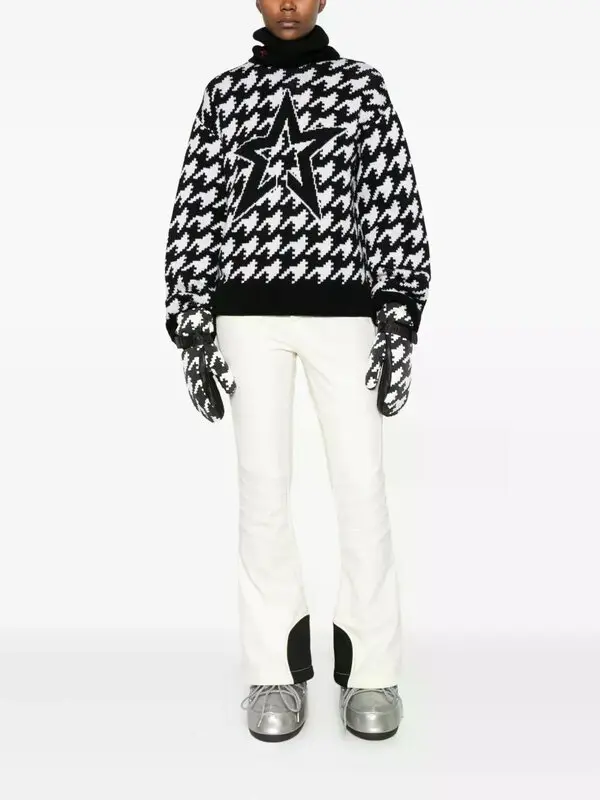 Perfect Moment Houndstooth-pattern Turtleneck Sweater