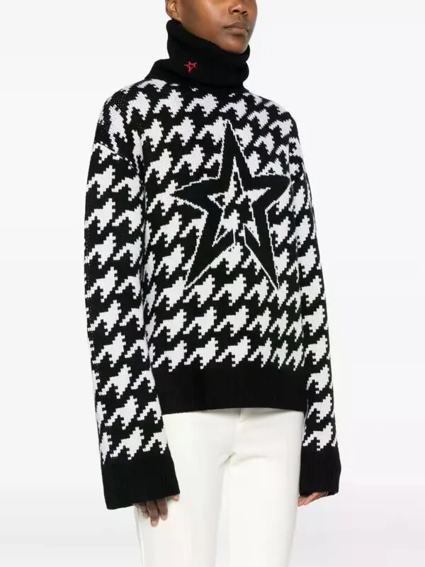 Perfect Moment Houndstooth-pattern Turtleneck Sweater