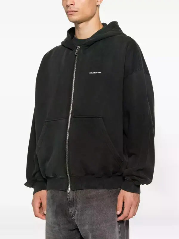 COLE BUXTON Zip Hooded Knitwear - Black