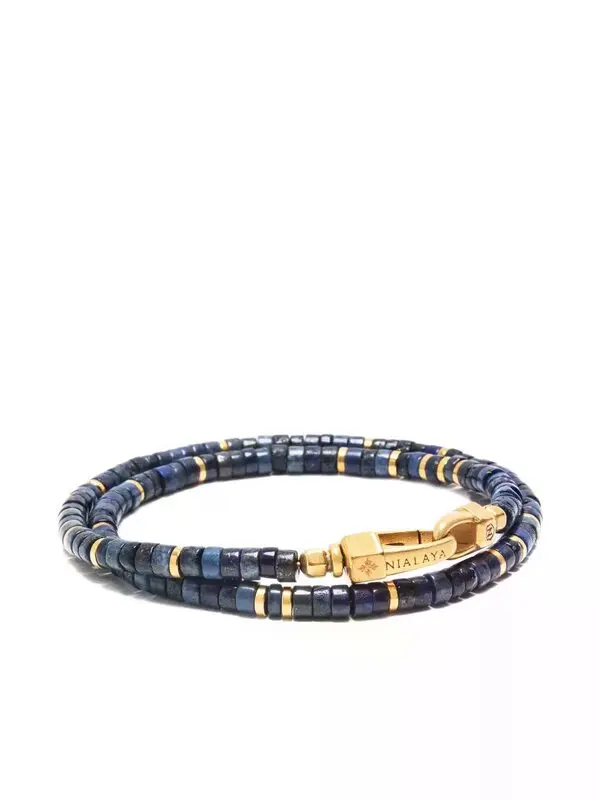 NIALAYA JEWELRY Lapis Lazuli Heishi Wrap Bracelet - Blue