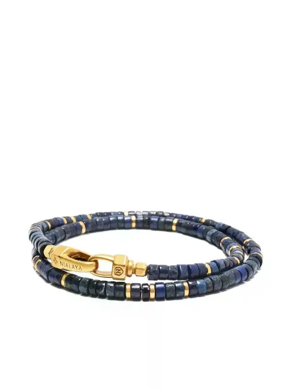 NIALAYA JEWELRY Lapis Lazuli Heishi Wrap Bracelet - Blue