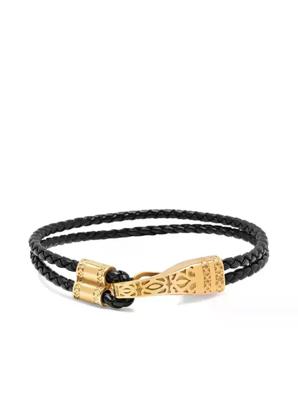 NIALAYA JEWELRY Braided Leather Bracelet With Clasp - Black
