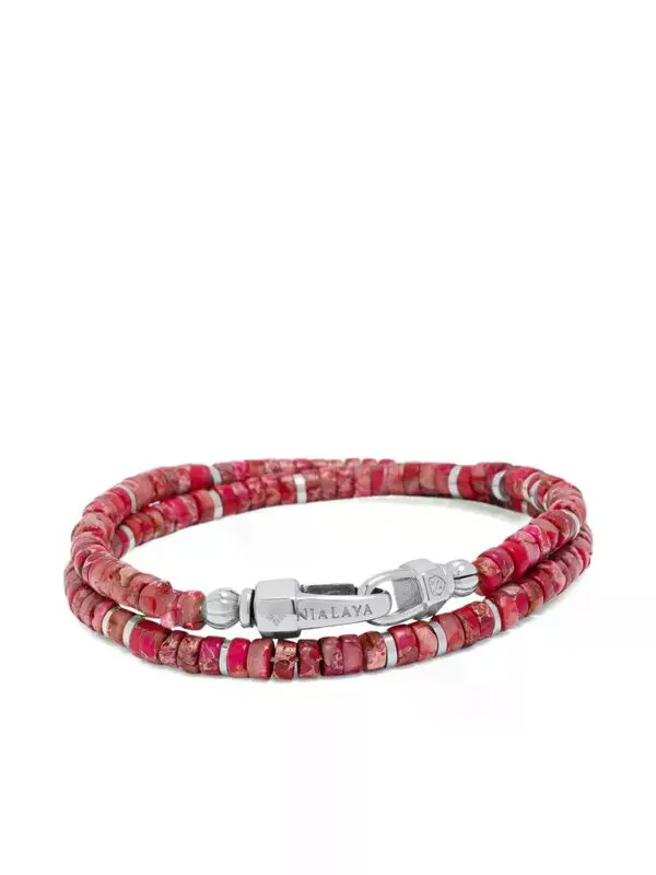 NIALAYA JEWELRY Heishi Howlite Wrap Bracelet - Red