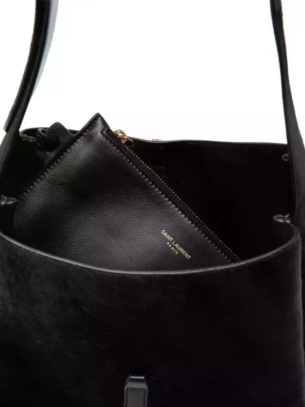 Saint Laurent Buckle Detail Shoulder Bag - Black