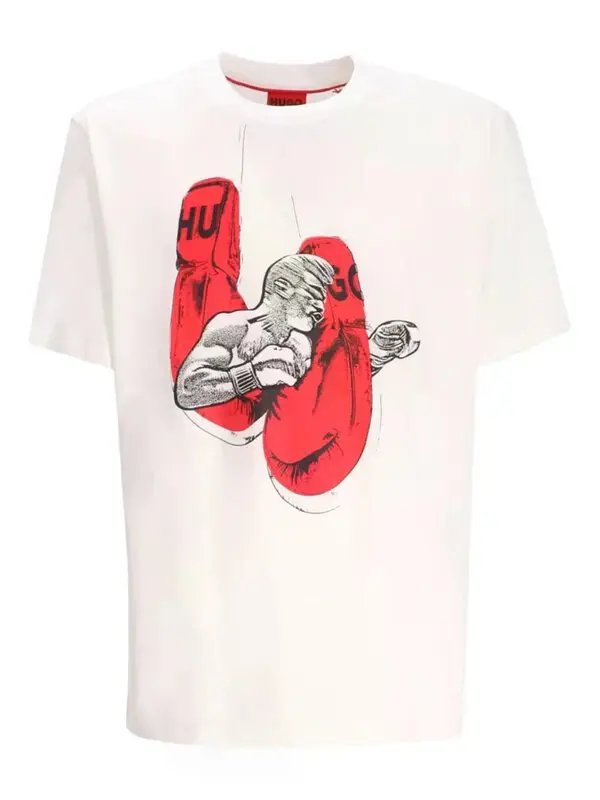 Hugo Boxing-print Cotton T-shirt - White