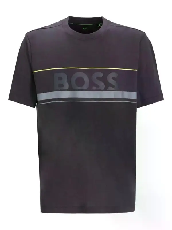 BOSS Logo-stripe Cotton T-shirt