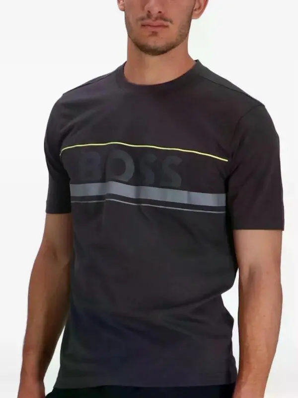 BOSS Logo-stripe Cotton T-shirt