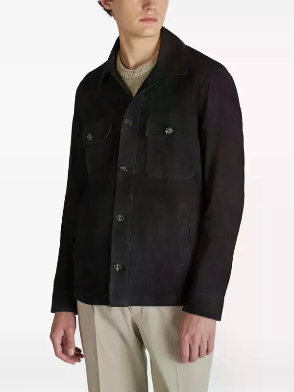Montedoro Chest-pocket Suede-leather Jacket
