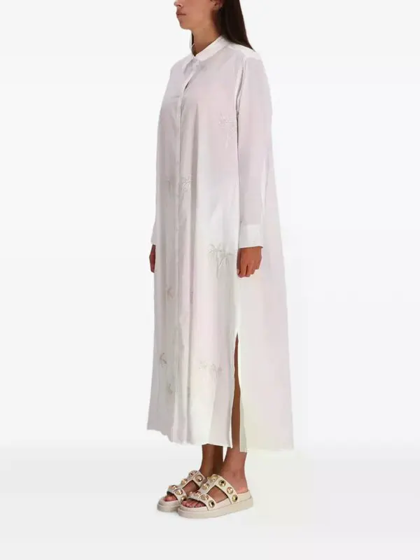 BENARAS BY CITRUS Palm-tree Embroidered Shirt Dress