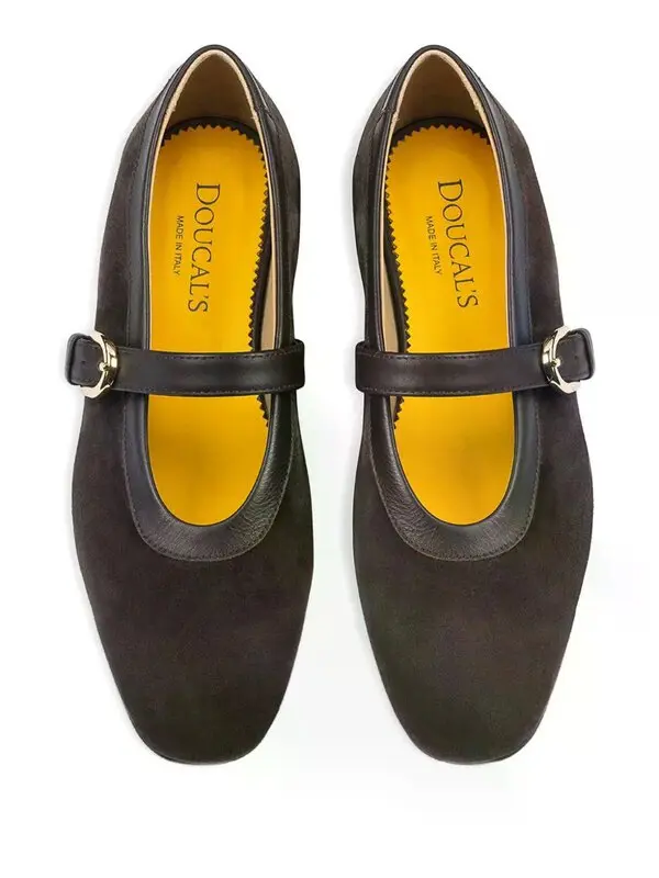 DOUCAL'S Suede Ballet Flats With Strap - Brown