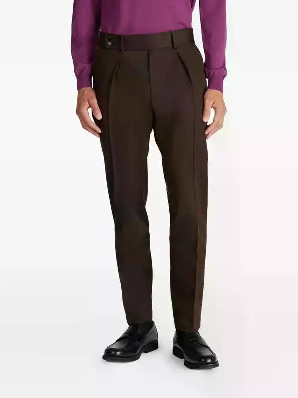 Incotex Pleated Drill Trousers - Brown