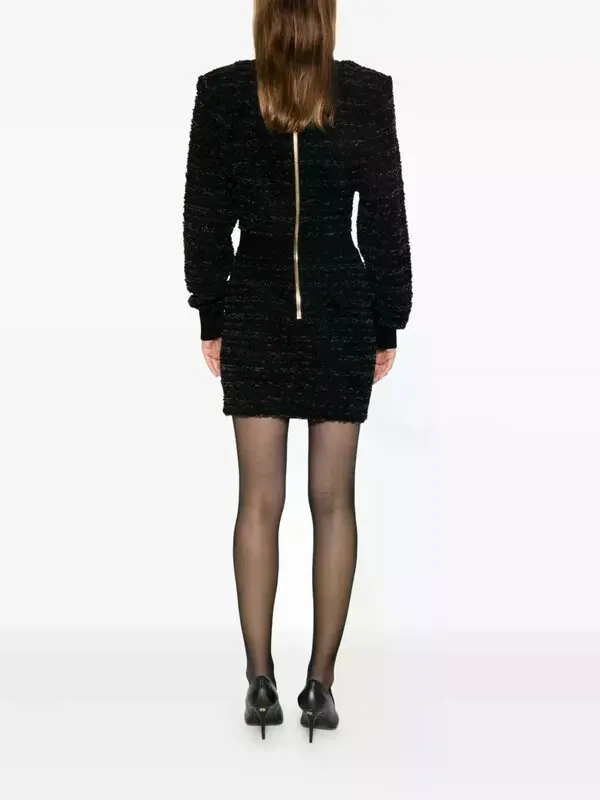 Balmain Pockets Button Knit Tweed Dress