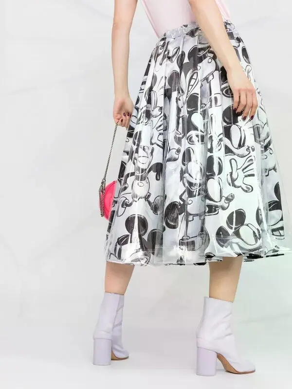 Comme Des Garçons Mickey Mouse Print Pleated Skirt