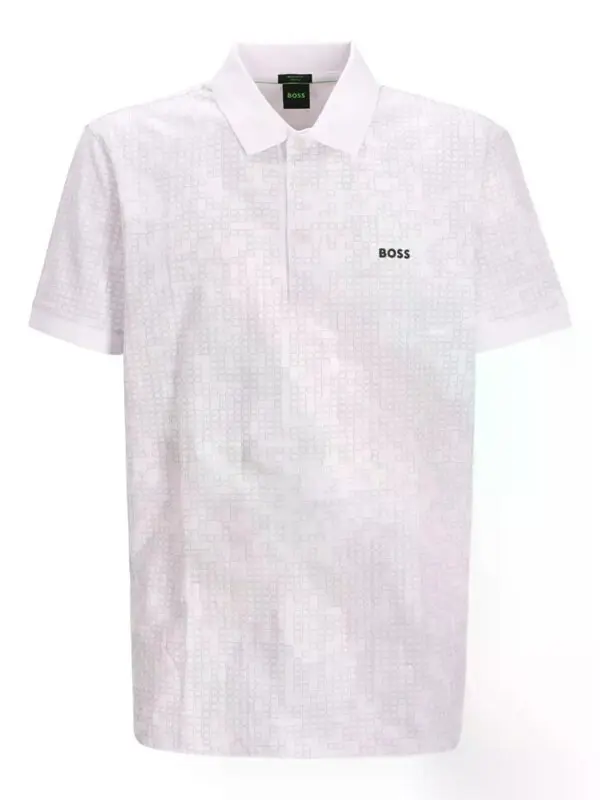 BOSS Geometric-pattern Polo Shirt - White