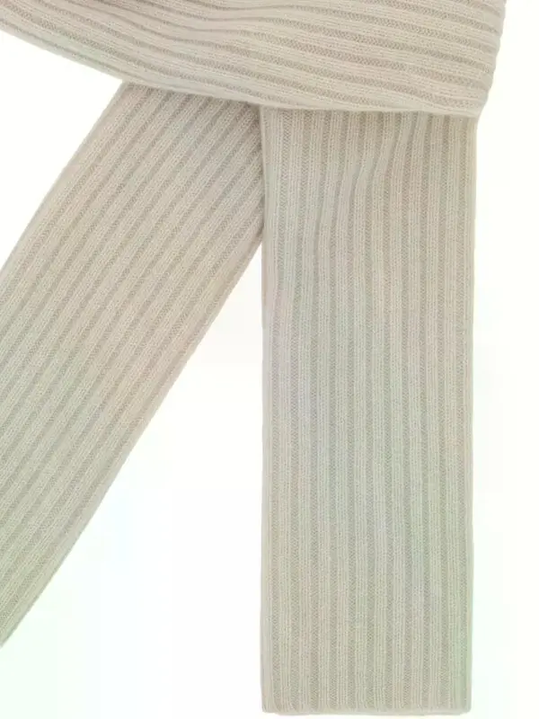 Boggi Milano Ribbed Cashmere Scarf - Neutrals