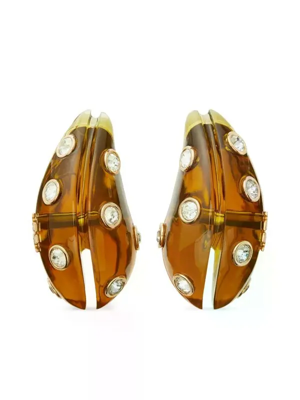 Tory Burch Crystal-embellished Wave Earrings - Brown