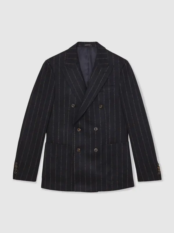 REISS Wilstead Double-breasted Chalk-stripe Blazer