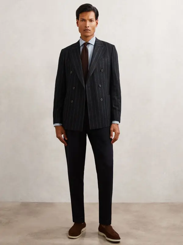 REISS Wilstead Double-breasted Chalk-stripe Blazer