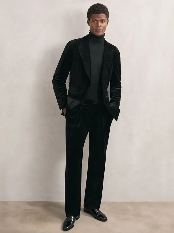 REISS Parade Wide-leg Velvet Trousers - Black