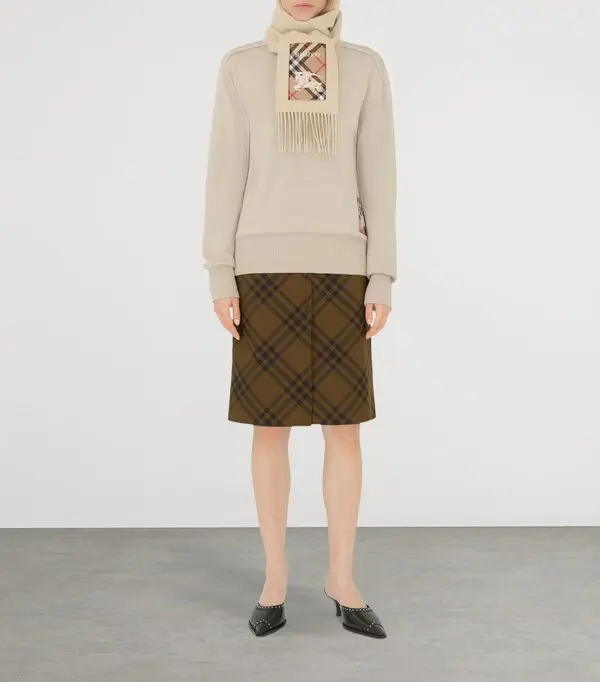 Burberry Cashmere Check Patch Scarf - Beige