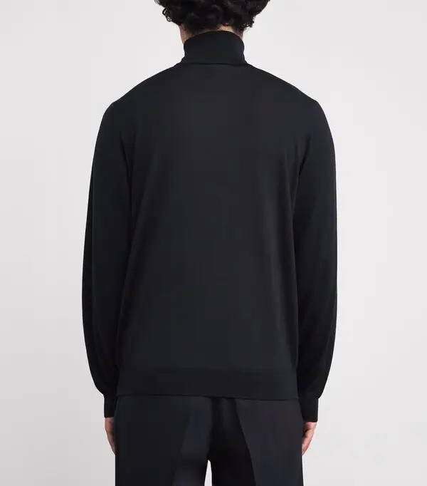 LARDINI Virgin Wool Rollneck Sweater - Navy