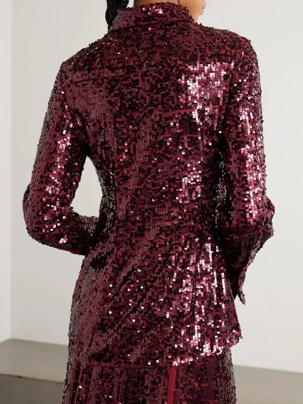 Erdem Frayed Sequined Crepe De Chine Midi Skirt