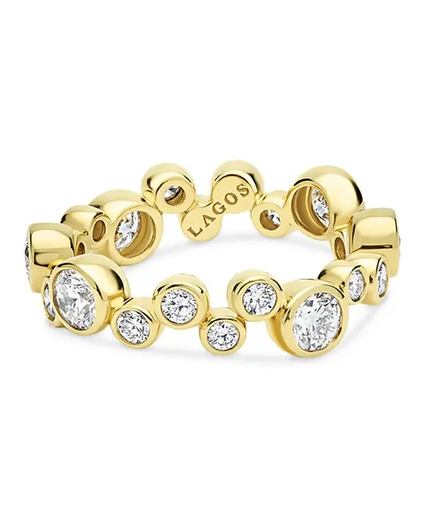 Lagos 18k Yellow Fizz Diamond Bubble Stack Ring
