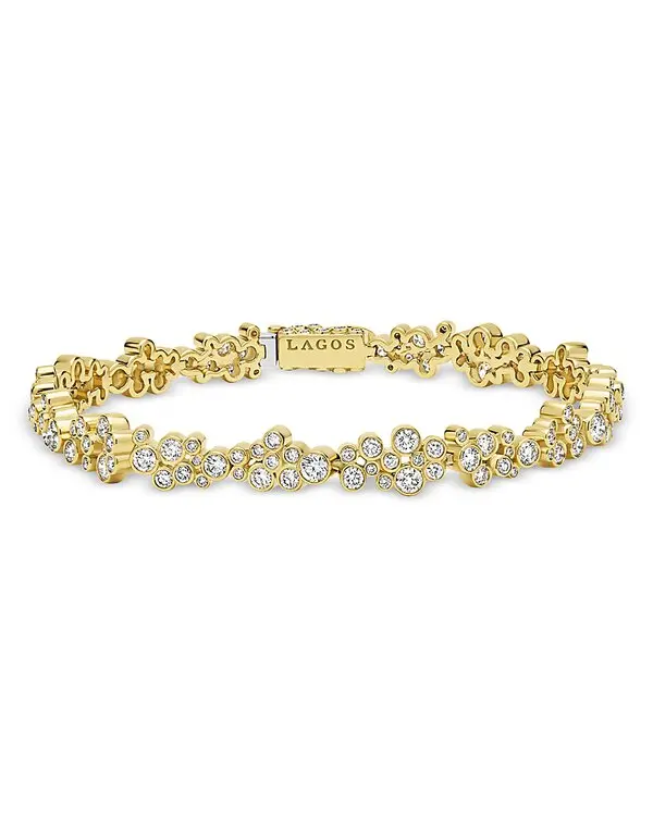 Lagos 18k Yellow Fizz Diamond Bezel Cluster Tennis Bracelet - Gold