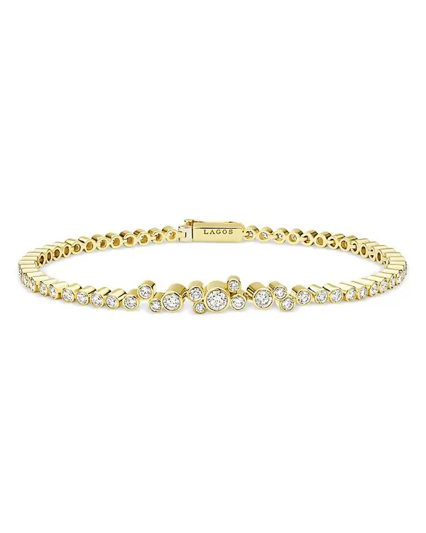 Lagos 18k Yellow Fizz Diamond Bezel Tennis Bracelet - Gold