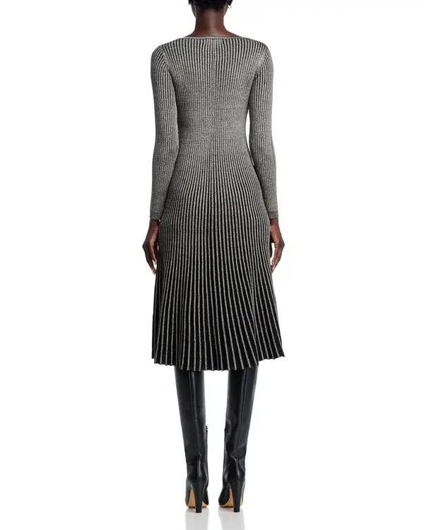 Elie Tahari The Lillie Sweater Dress - Noir With Gold Lurex