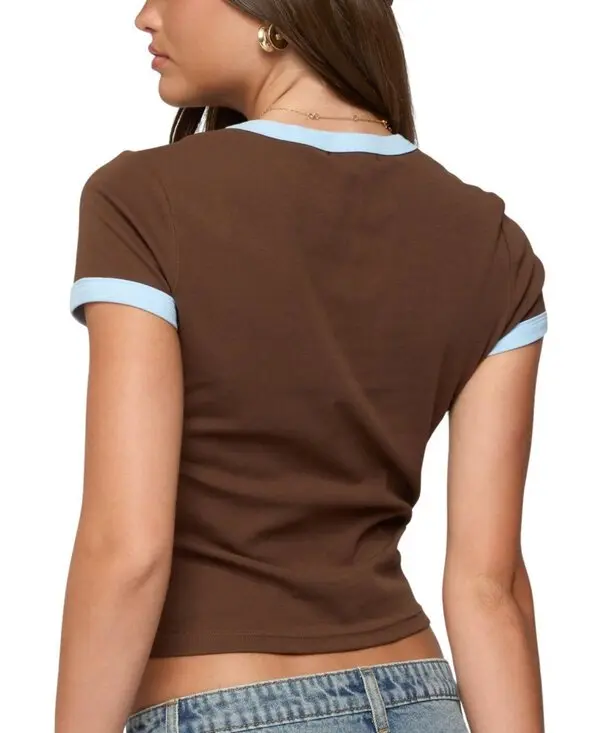 EDIKTED Zeke Contrast T-shirt - Brown