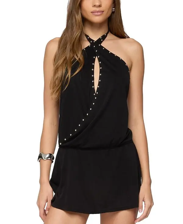 Edikted Women's Studded Drop Waist Backless Mini Dress - Black