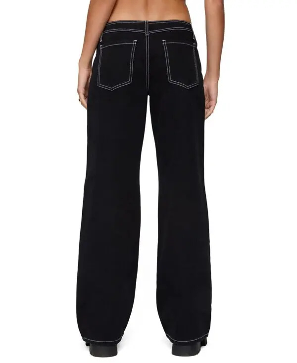 EDIKTED Contrast Stitch Low Rise Jeans - Black