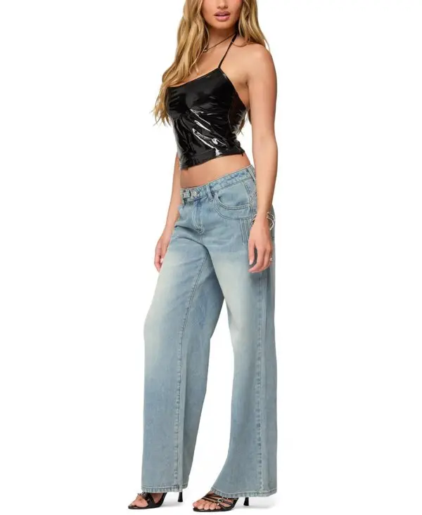 EDIKTED Celia Grommet Low-rise Jeans