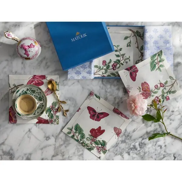 MATOUK Baudin Butterfly Linen Cocktail Napkin, 6 Round