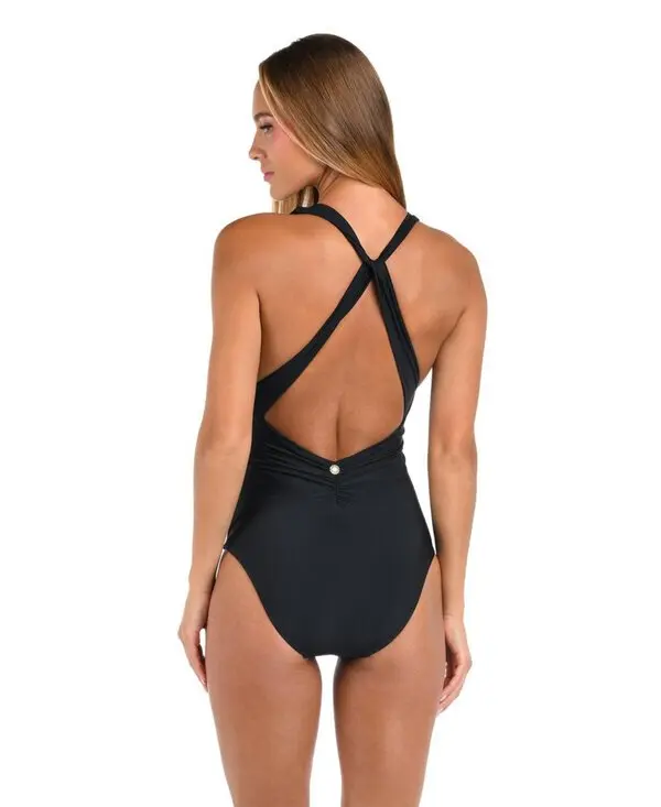 SUNSHINE 79 Solid V-plunge Crossback One Piece - Black