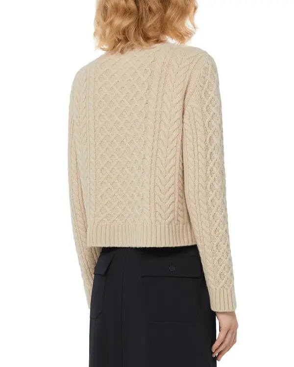 Max Mara Wool Crewneck Cable Knit Cardigan