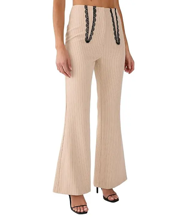 Nasty Gal Lace Trim Flared Trousers
