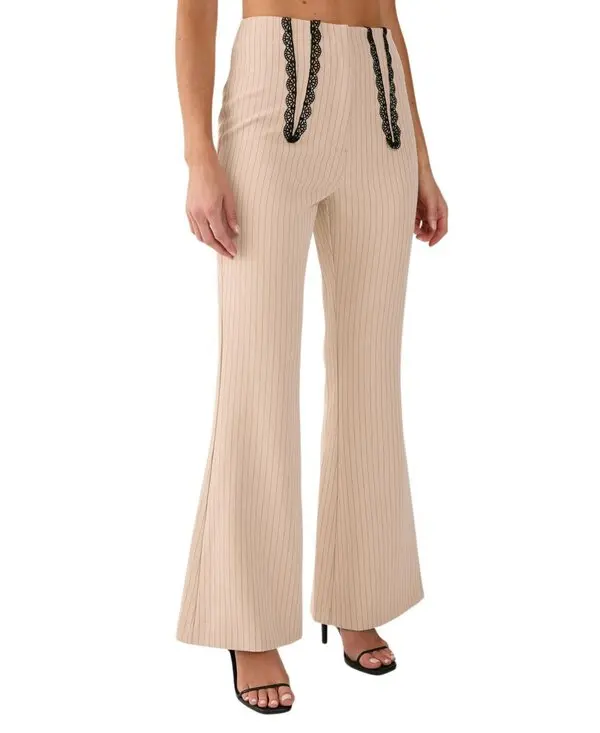 Nasty Gal Lace Trim Flared Trousers