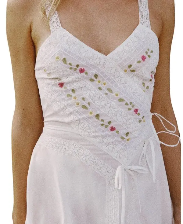 Nasty Gal Women's Lace Mix Bow Mini Dress - White - Size 2