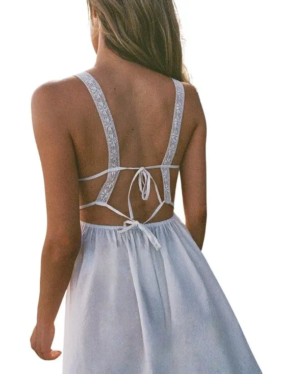 Nasty Gal Lace Mix Bow Mini Dress In White | Editorialist